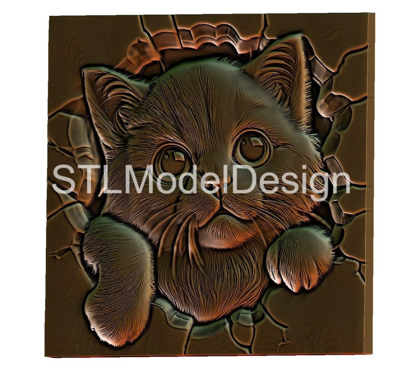 Curious Kitten 3D Model STL File for CNC Carving & 3D Printing ...
