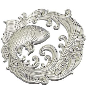 Koi Fish Wave Frame 3D STL Model: CNC Router, Laser, Print (digital ...
