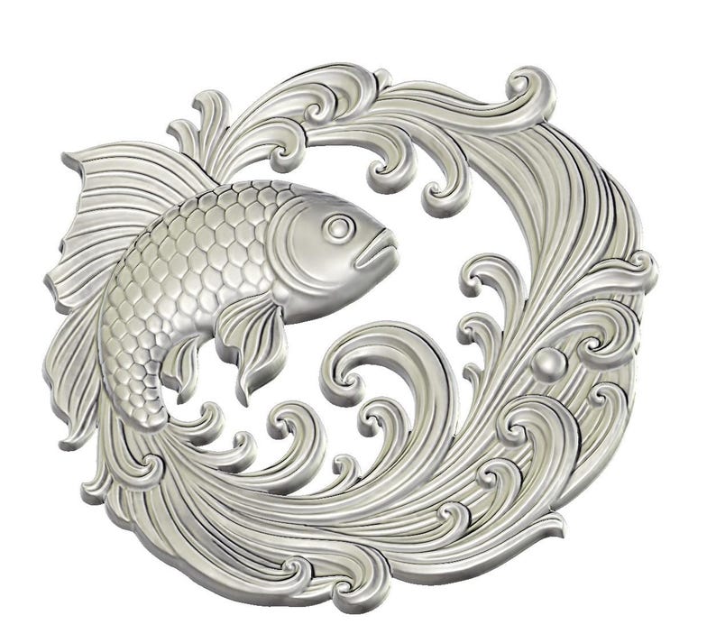 Koi Fish Wave Frame 3D STL Model: CNC Router, Laser, Print (digital ...