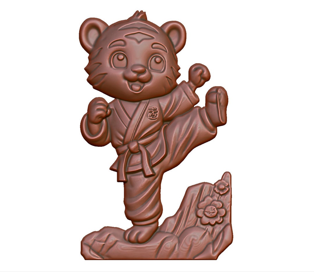 Karate Tiger Decorative 3D Model STL File for CNC Router, Laser ...