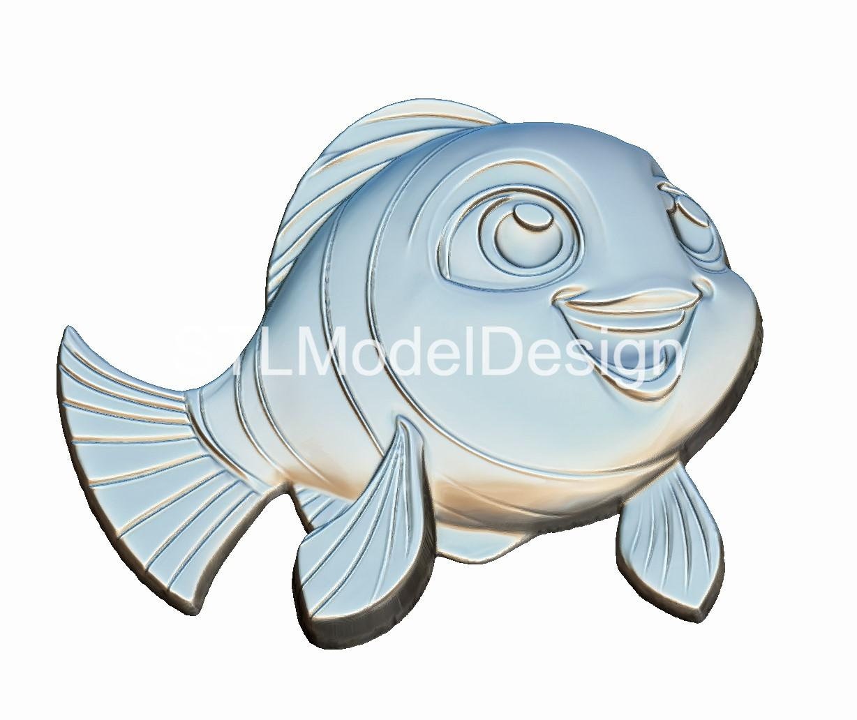 Cheerful Fish 3D Model STL File for CNC Carving & 3D Printing Instant ...