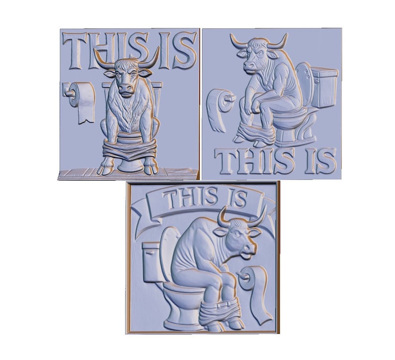 Funny Bull Toilet Sign 3D Models, CNC Router Laser Engraving Files ...