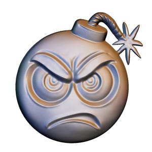 Angry Bomb Smiley 3D Model STL File for CNC Router, Laser Engraving ...