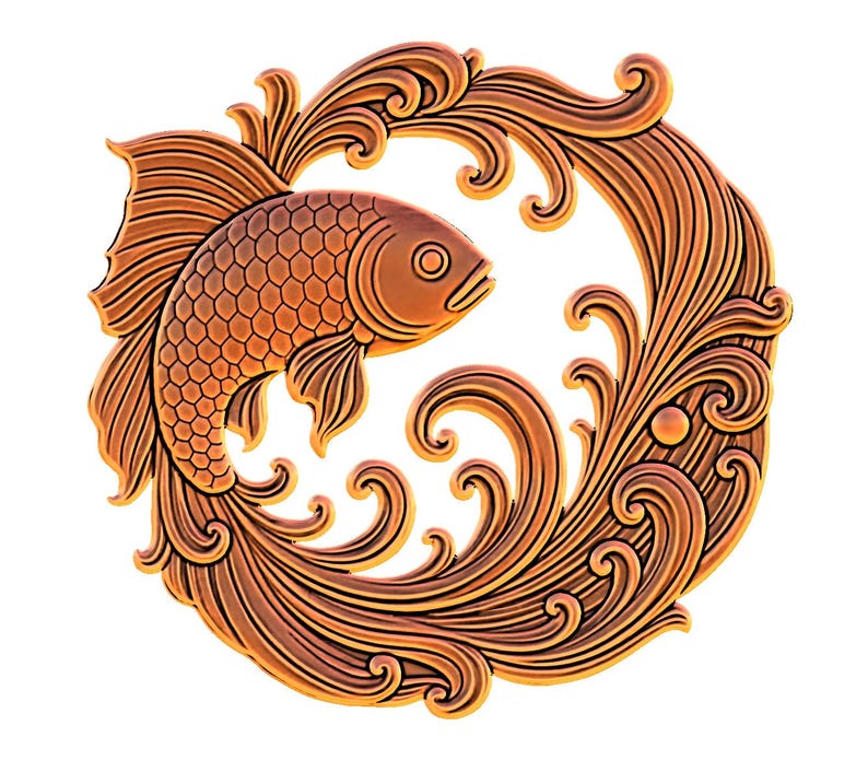 Koi Fish Wave Frame 3D STL Model: CNC Router, Laser, Print (digital ...