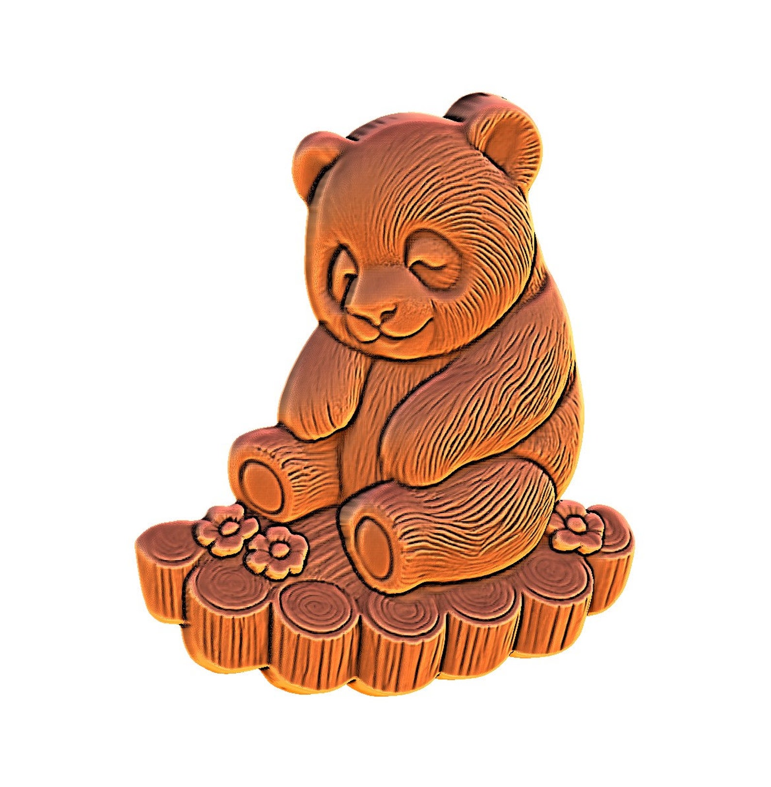 Adorable Panda Figure 3D Model STL File for CNC Router, Laser Engraving ...