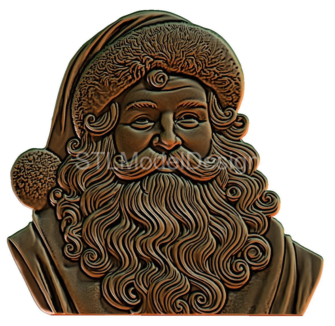 Jolly Santa 3D Model STL File for CNC Router, Laser Engraving & 3D ...