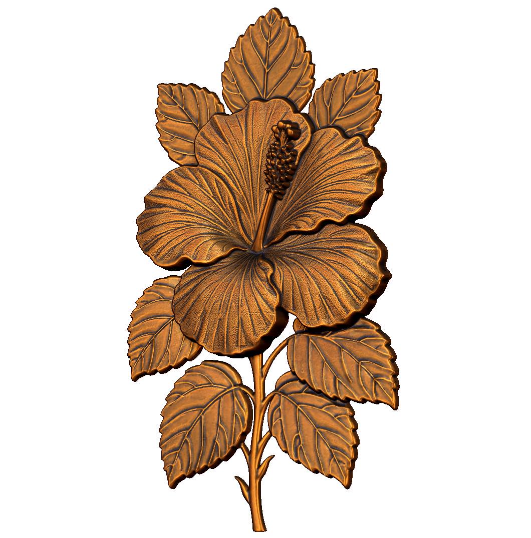 Hibiscus Flower STL Model: CNC Router, Laser Engraving, 3D Printing ...