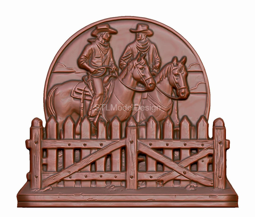 Western Cowboys 3D Model STL File for CNC Carving & 3D Printing ...