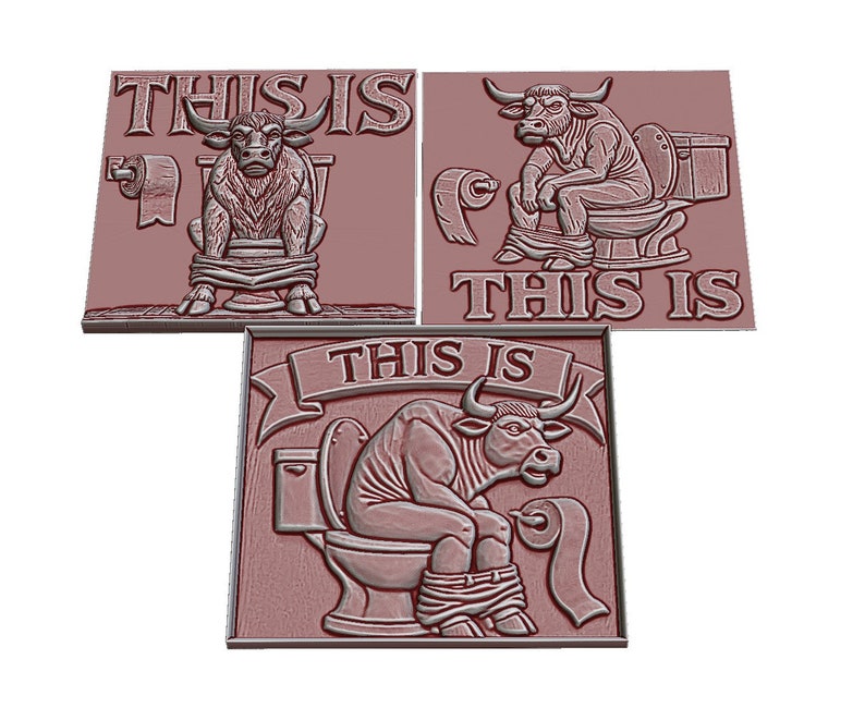 Funny Bull Toilet Sign 3D Models, CNC Router Laser Engraving Files ...