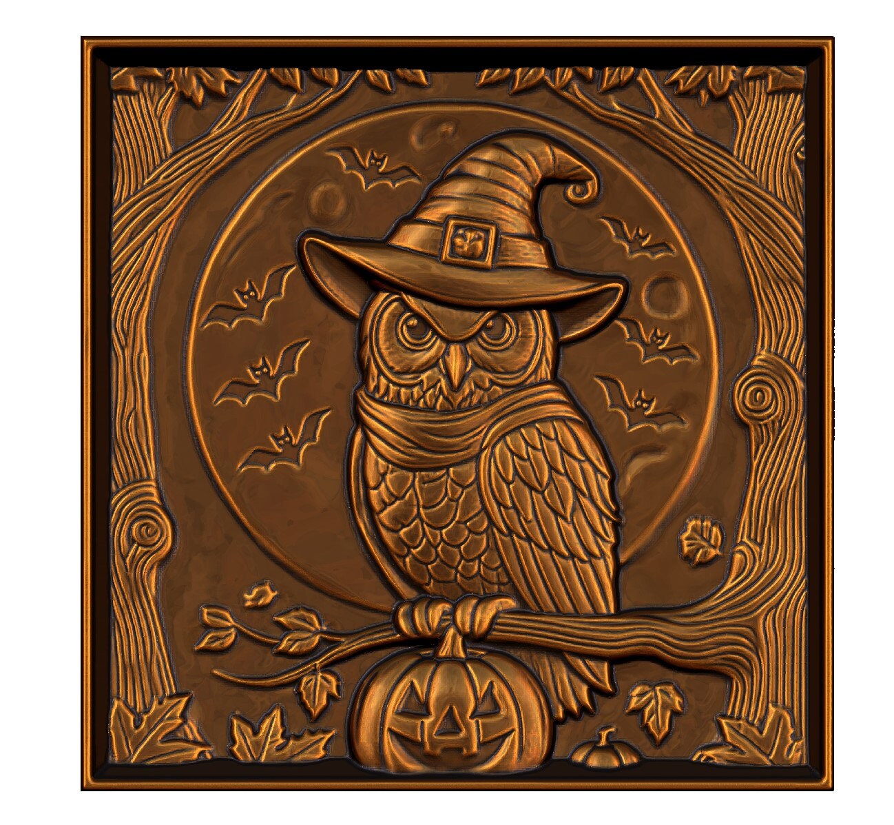 Enchanted Owl on Halloween Night 3D Model STL File for CNC Router ...