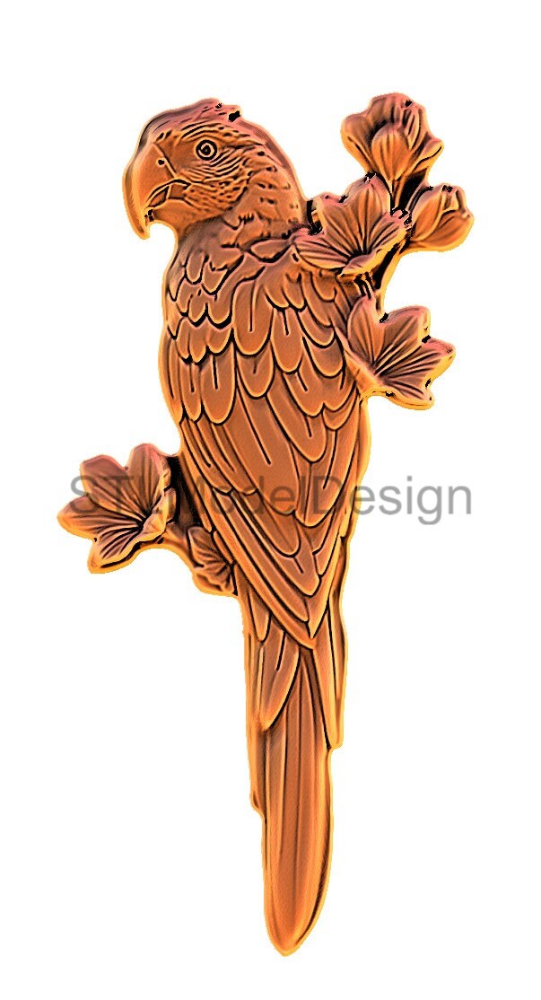 Majestic Parrot 3D Model STL File for CNC Carving, Laser Engraving & 3D ...
