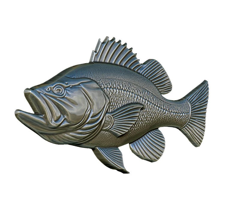 Detailed Bass Fish 3D Model STL File for CNC Router, Laser Engraving ...