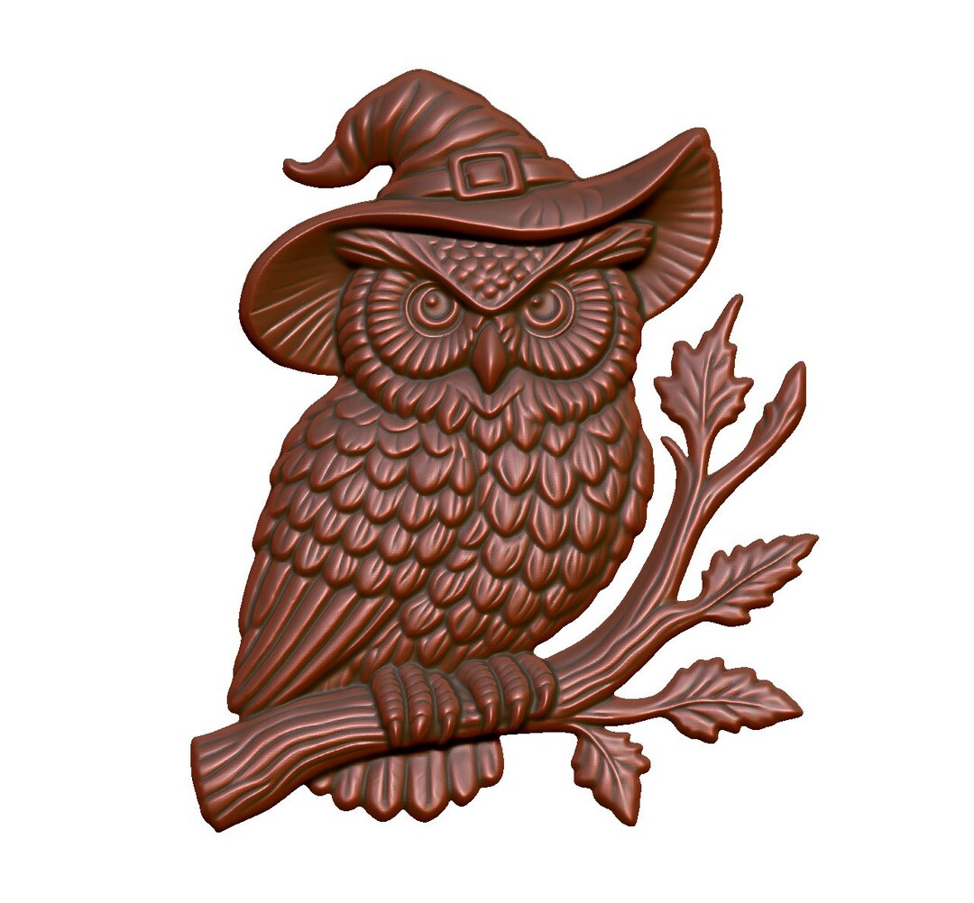 Witchy Owl Halloween 3D Model STL File for CNC Router, Laser Engraving ...