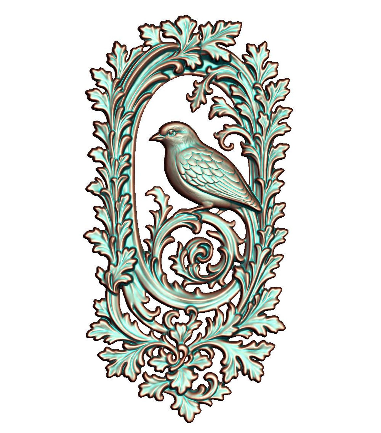 Bird & Floral Frame 3D Model: CNC Router, Laser, 3D Printing (STL File ...