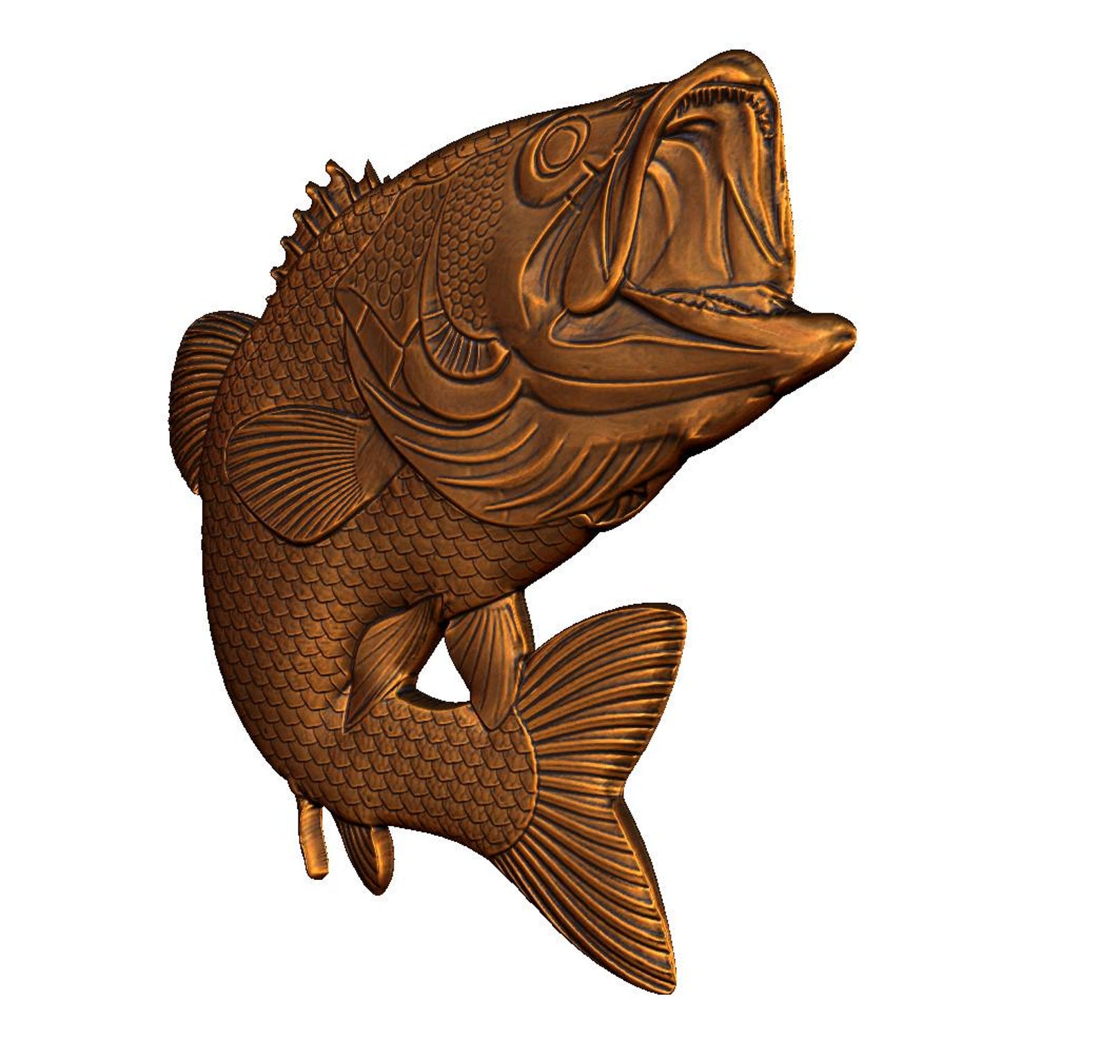 Bass Fish 3D Model STL File: CNC Router, Laser Engraving, 3D Printing ...