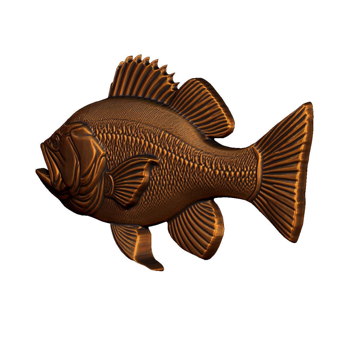 Bass Fish 3D Model STL File: CNC Router, Laser, 3D Printing (digital ...