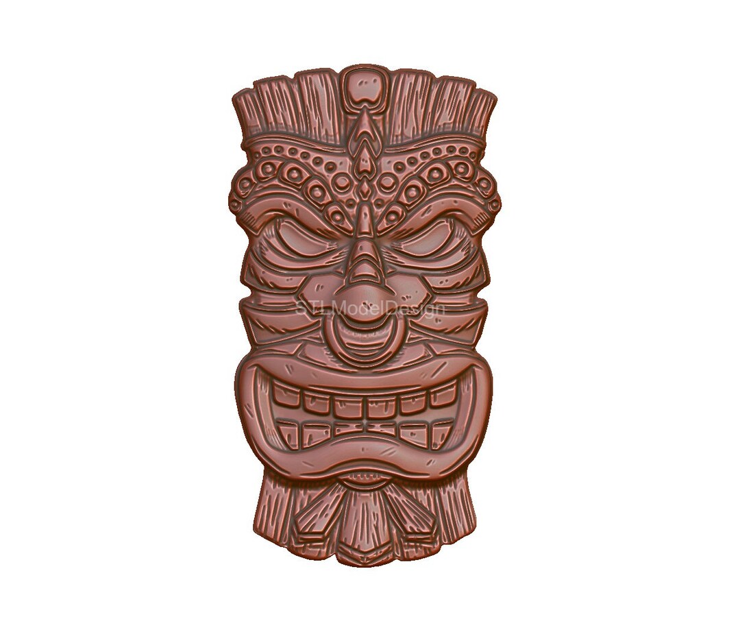 Tiki Mask 3D Model STL File for CNC Router, Laser Engraving & 3D ...