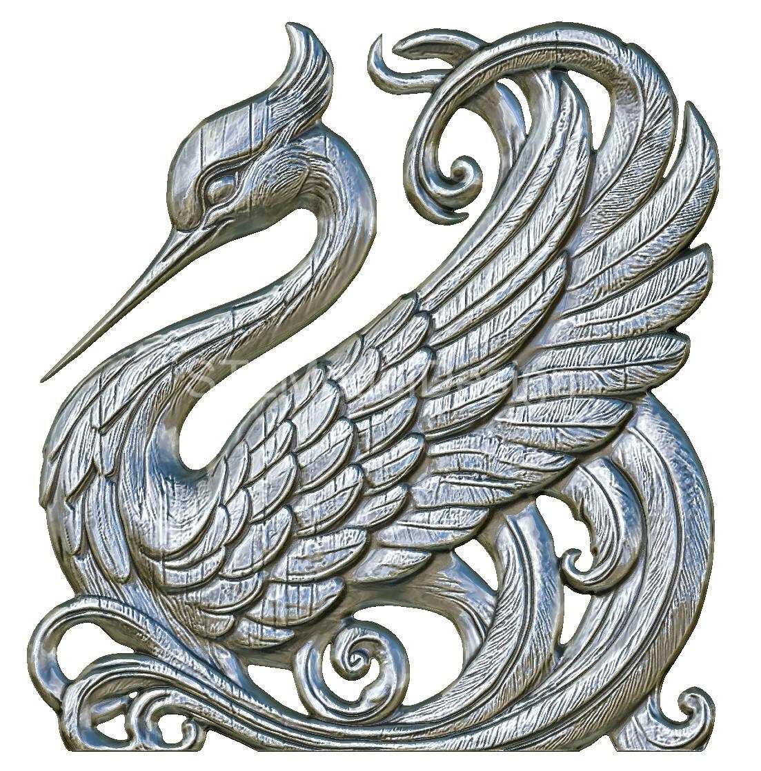 Elegant Heron Relief 3D Model STL File for CNC Router, Laser Engraving ...