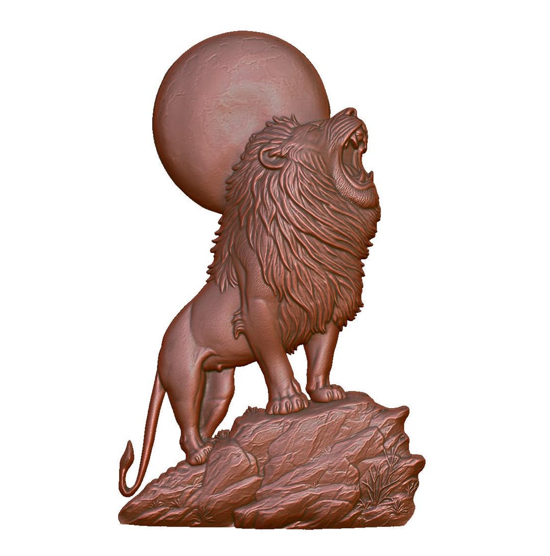 Roaring Lion Moon 3D Model STL File, CNC Router Laser Engraving ...