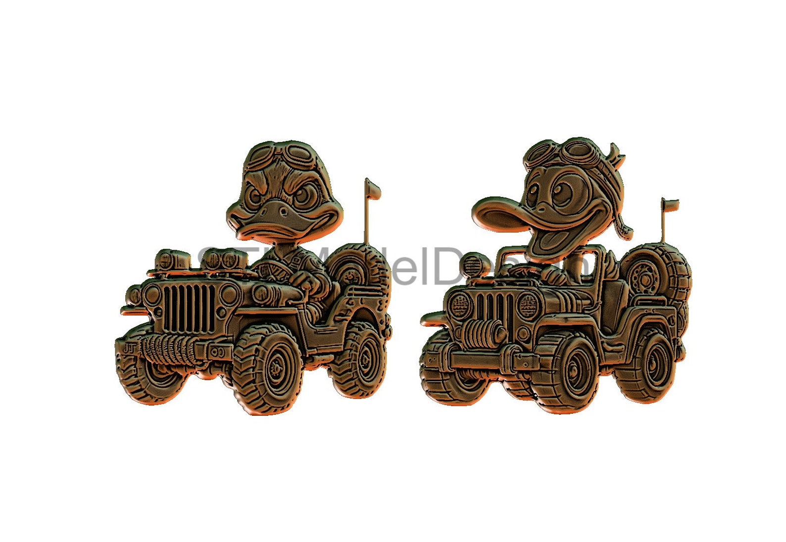 Duck in Jeep 3D Model STL File: CNC Router, Laser, 3D Printing (digital ...