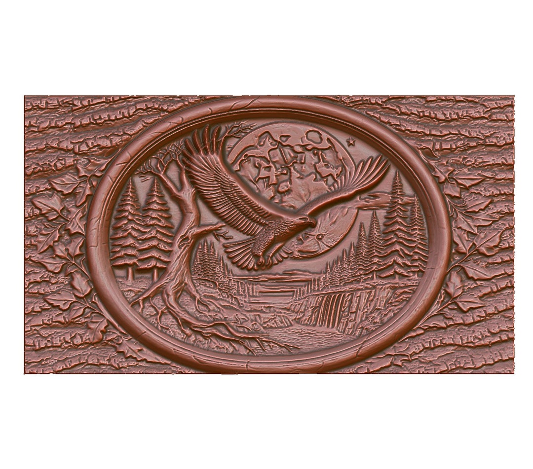 Eagle Landscape 3D Model STL File: CNC Router, Laser Engraving (digital ...