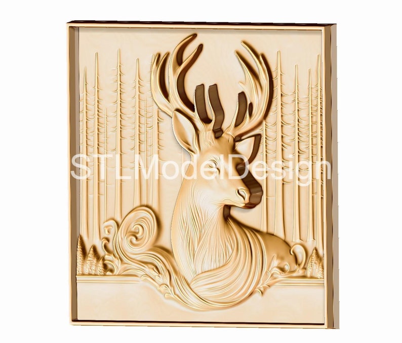 Deer Figure Stag 3D Model STL File for CNC Carving & 3D Printing ...