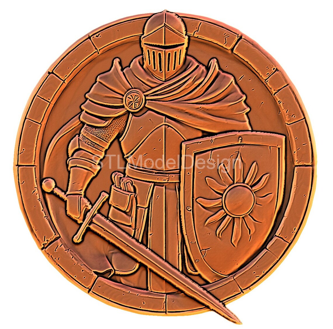 Valiant Knight Armor Relief 3D Model STL File for CNC Router, Laser ...