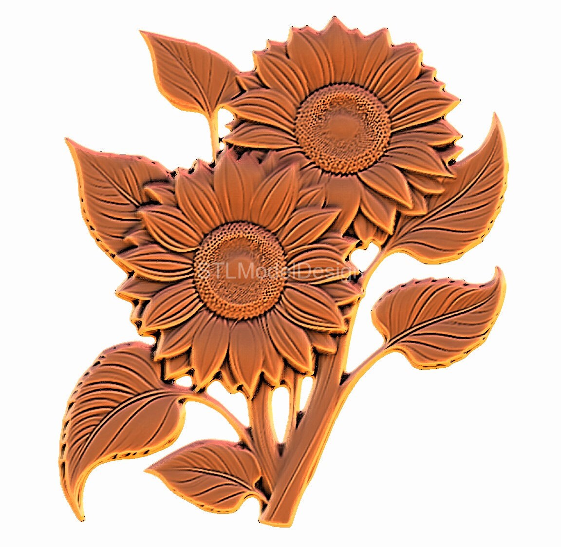 Sunflower Bouquet 3D Model STL File for CNC Carving & 3D Printing ...