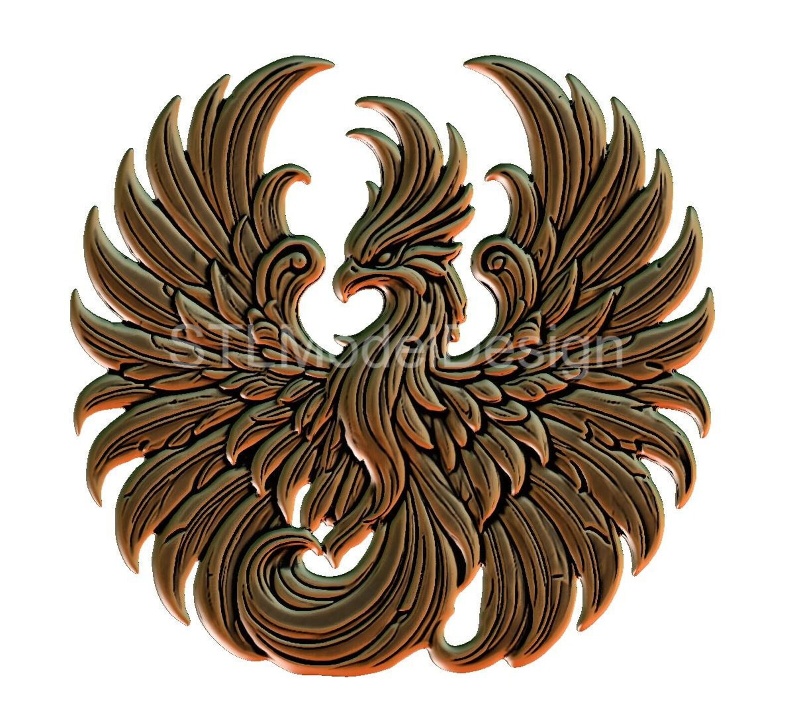 Phoenix Crest 3D Model STL File: CNC Router, Laser, 3D Printing ...