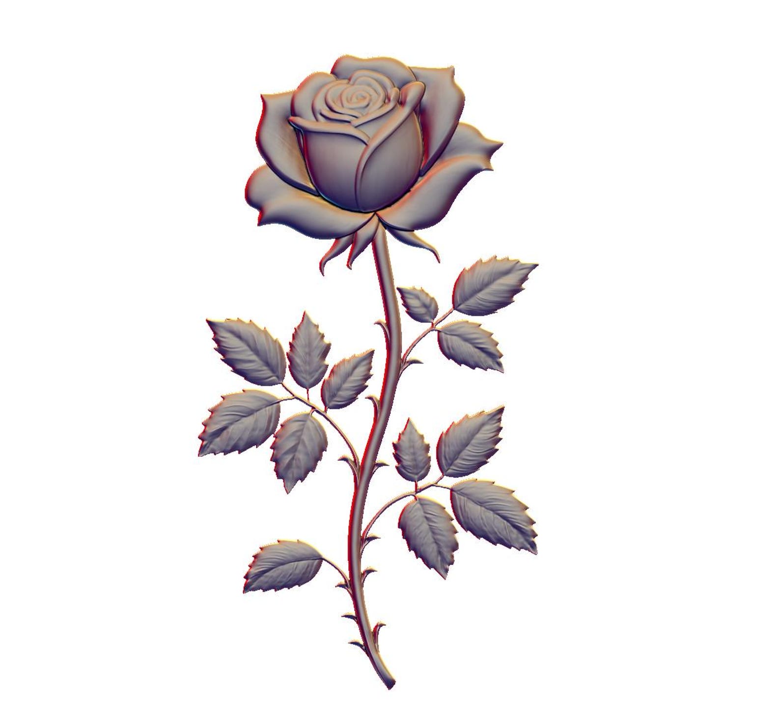 Rose Flower 3D Model STL File, CNC Router, Laser Engraving (digital ...
