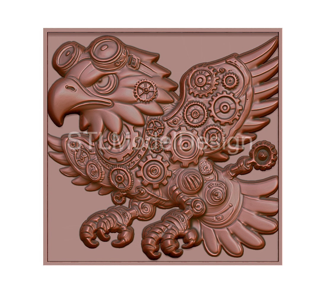 Steampunk Eagle 3D Model STL File for CNC Router, Laser Engraving & 3D ...
