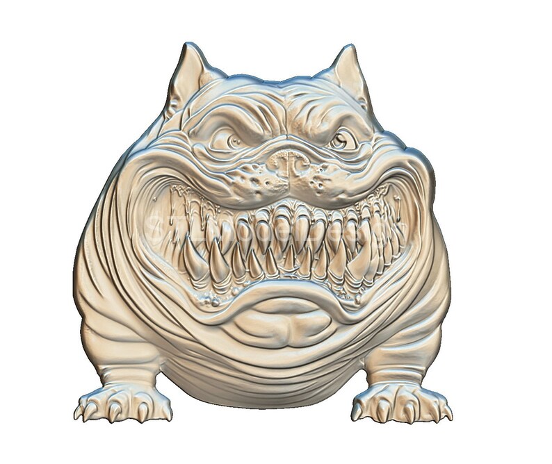 Angry Bulldog 3D Model STL File for CNC Router, Laser Engraving & 3D ...