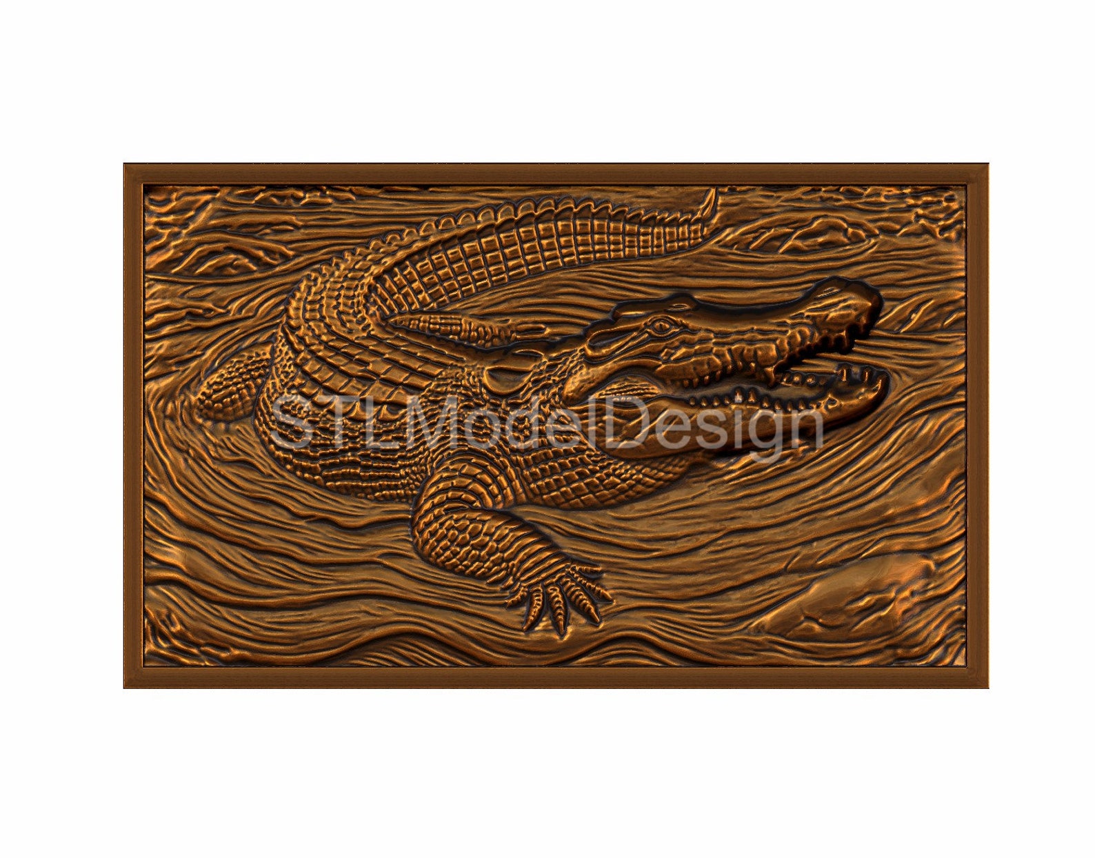 Alligator in Water 3D Model STL File: CNC Router, Laser, 3D Printing ...