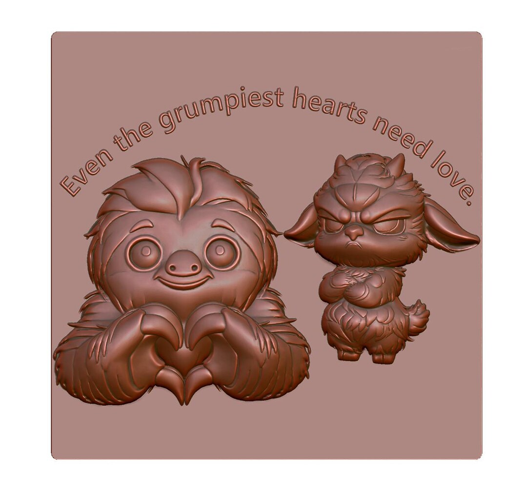 Cute Animal Love Plaque STL – “even the Grumpiest Hearts Need Love” 3D ...