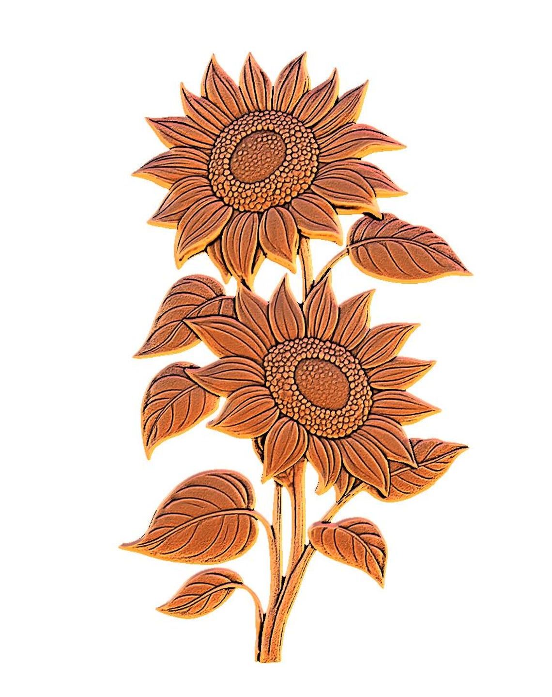 Sunflower 3D Model STL File: CNC Router, Laser Engraving, 3D Printing ...