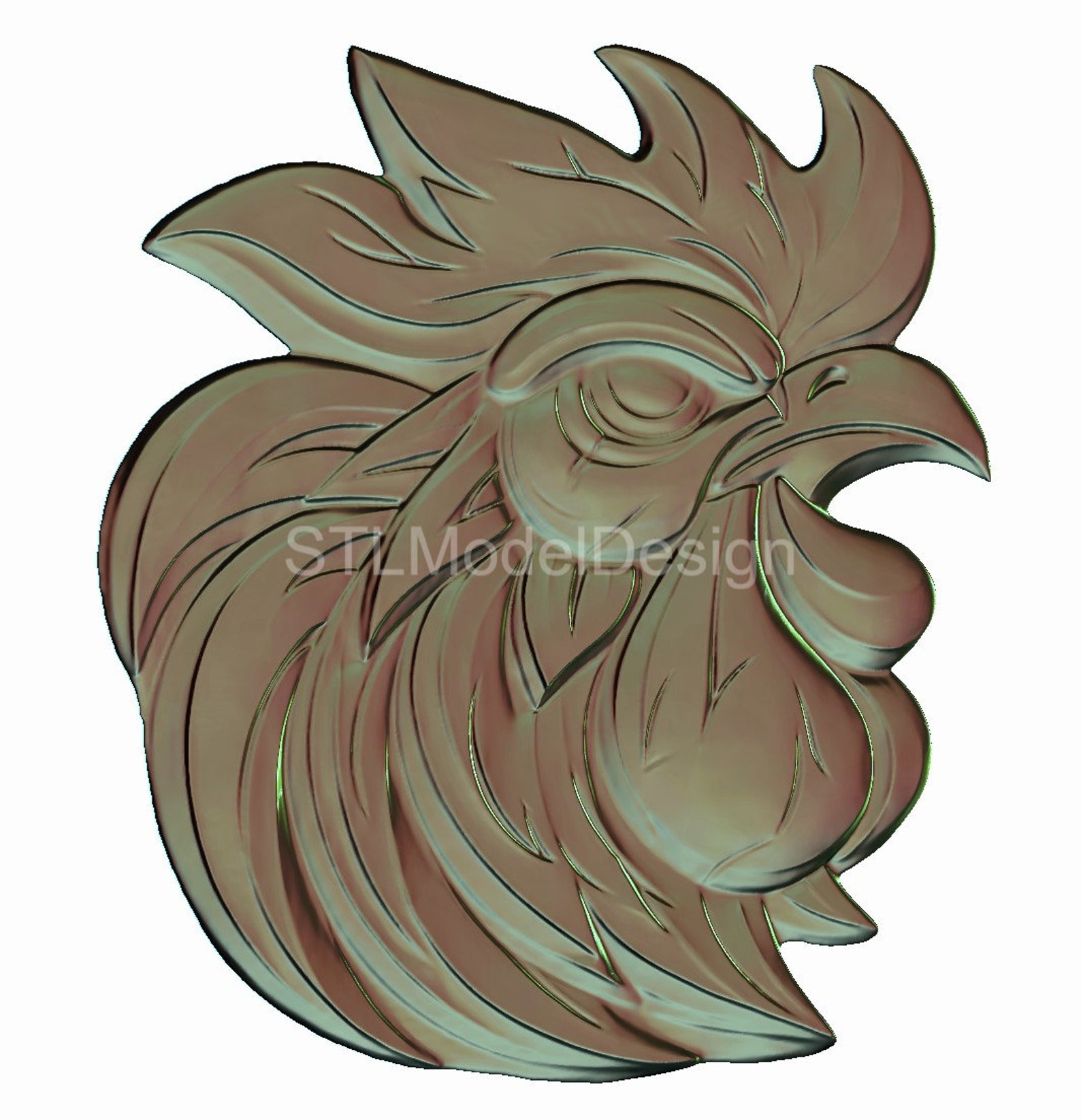 Majestic Rooster 3D Model STL File for CNC Carving & 3D Printing ...