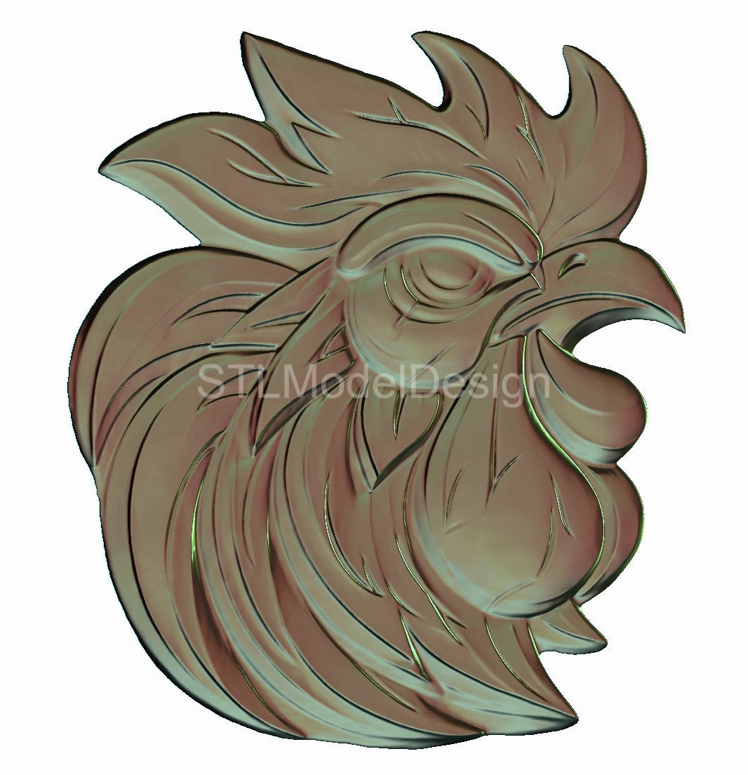 Majestic Rooster 3D Model STL File for CNC Carving & 3D Printing ...