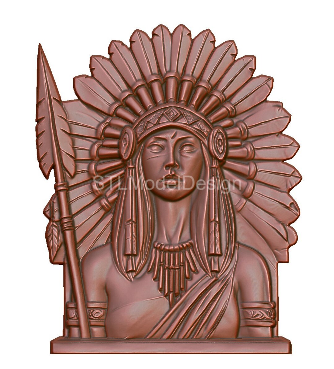 Sovereign Spirit Warrior Indian Girl American 3D Model STL File for CNC ...