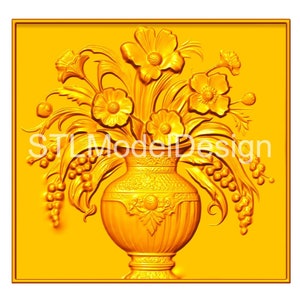 Classic Floral Arrangement 3D Model STL File for CNC Carving & 3D ...