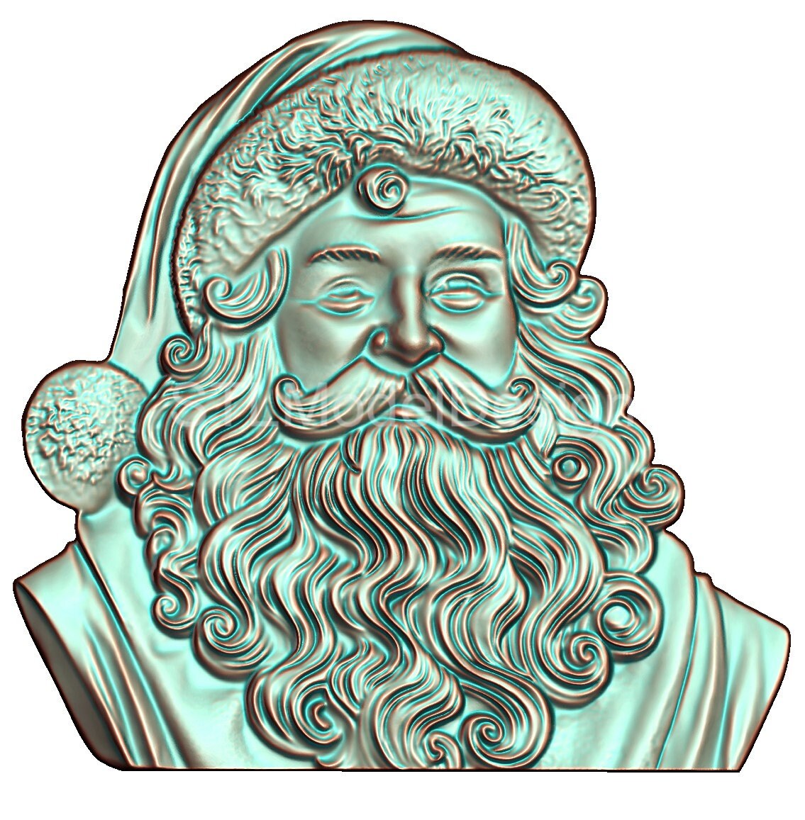 Jolly Santa 3D Model STL File for CNC Router, Laser Engraving & 3D ...
