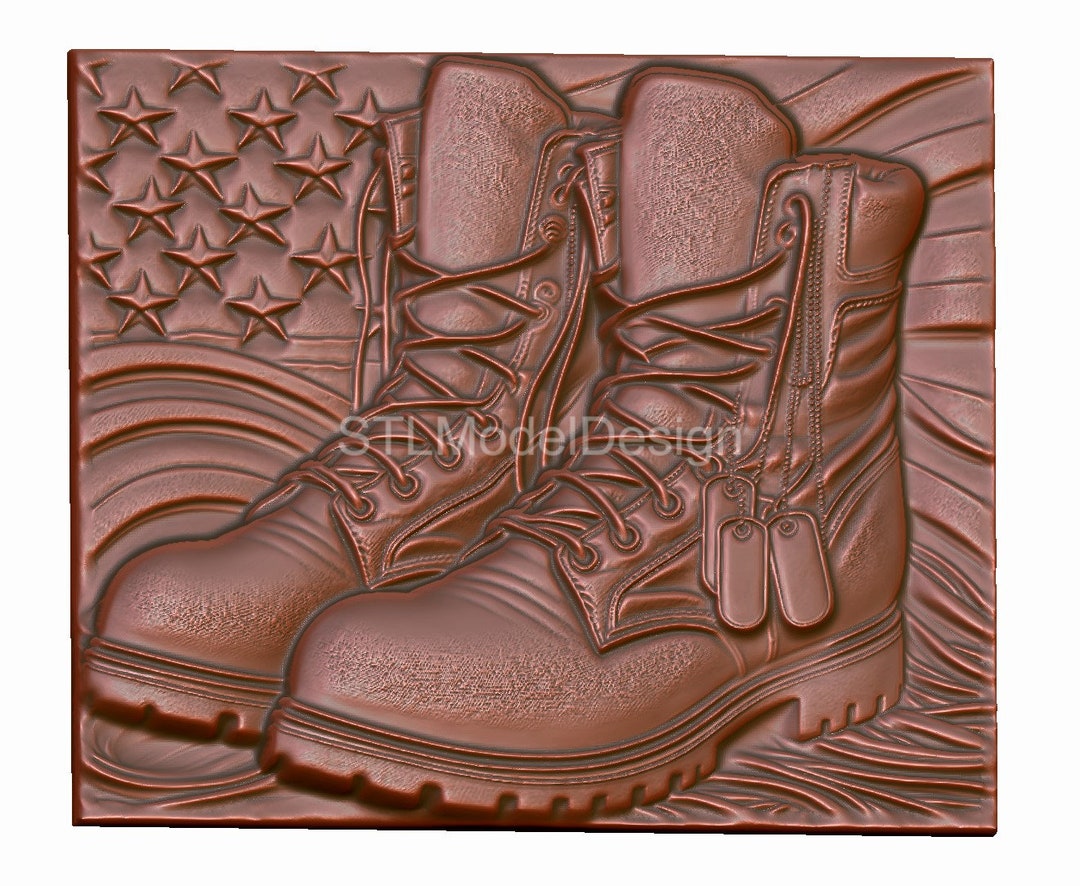 Military Boots 3D Model STL File for CNC Carving & 3D Printing ...