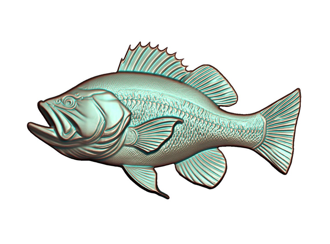 Bass Fish 3D Model STL File: CNC Router, Laser, 3D Printing (digital ...