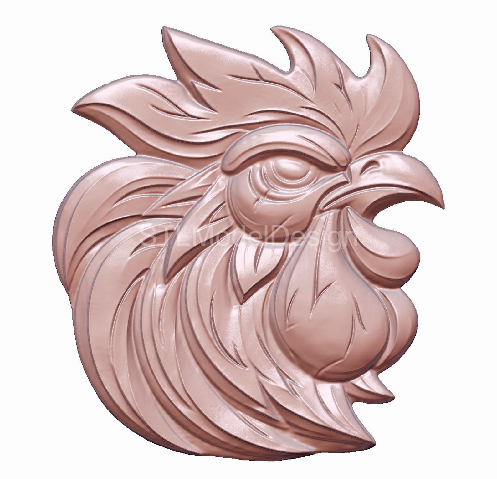 Majestic Rooster 3D Model STL File for CNC Carving & 3D Printing ...