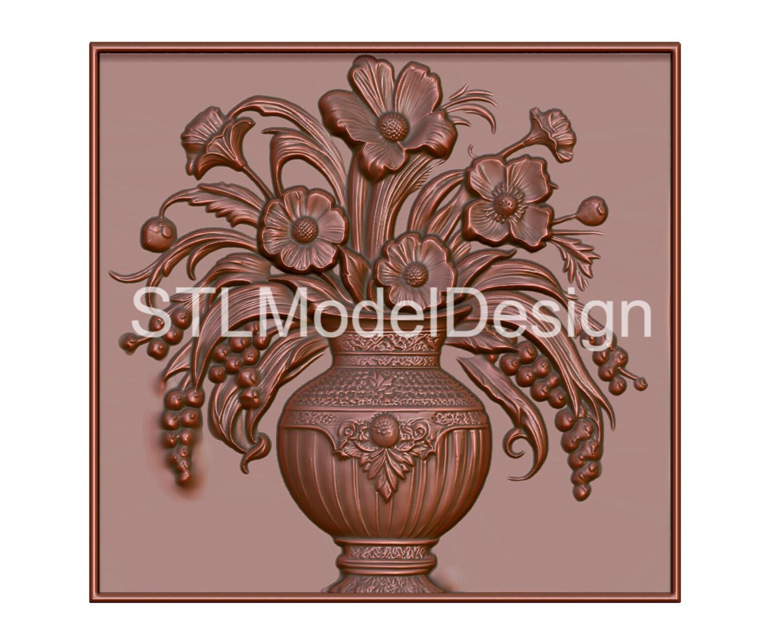 Classic Floral Arrangement 3D Model STL File for CNC Carving & 3D ...