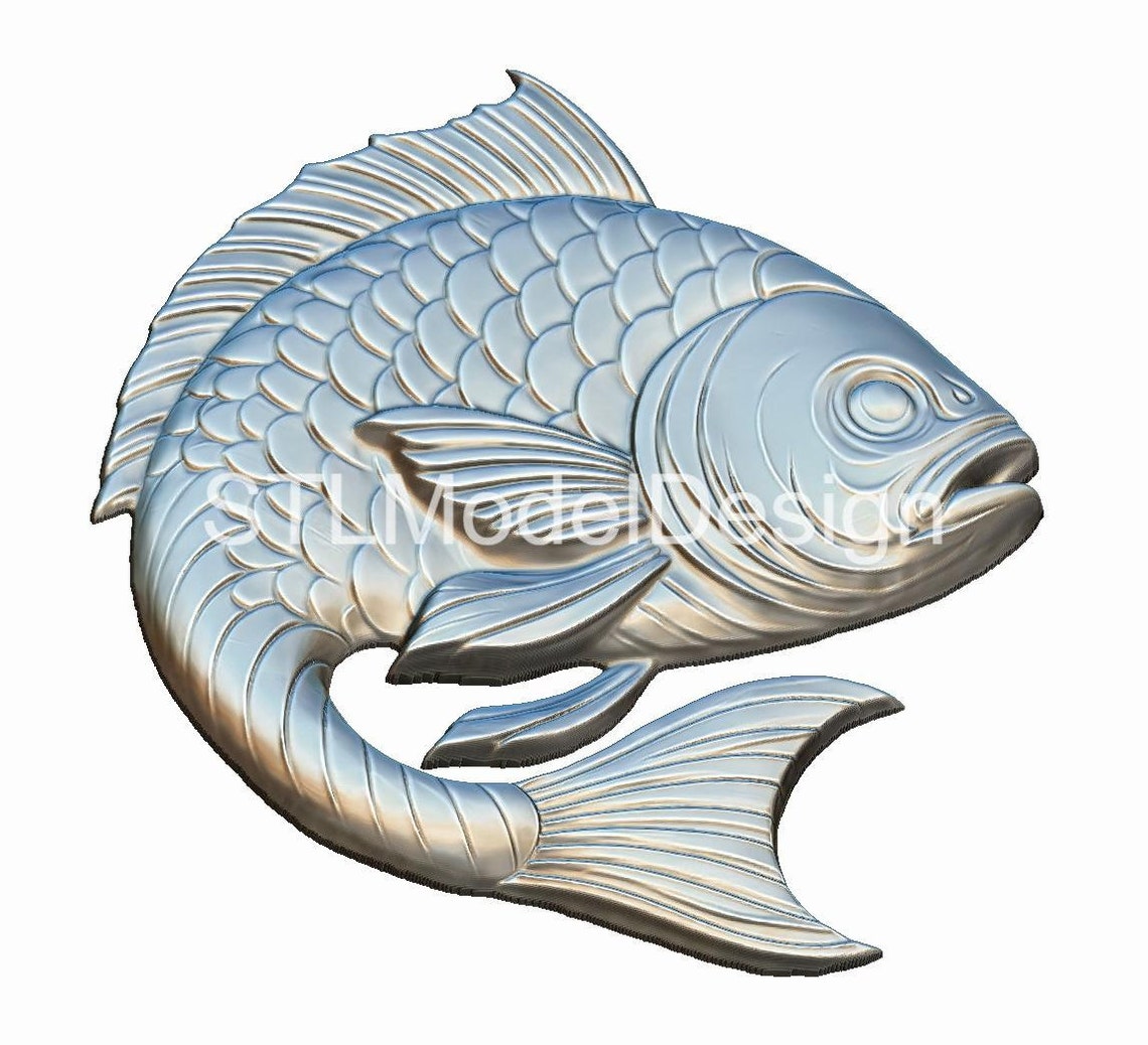 Majestic Carp Fish 3D Model STL File for CNC Carving & 3D Printing ...