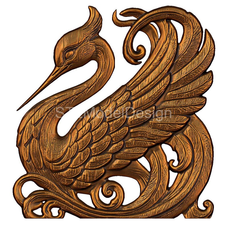 Elegant Heron Relief 3D Model STL File for CNC Router, Laser Engraving ...