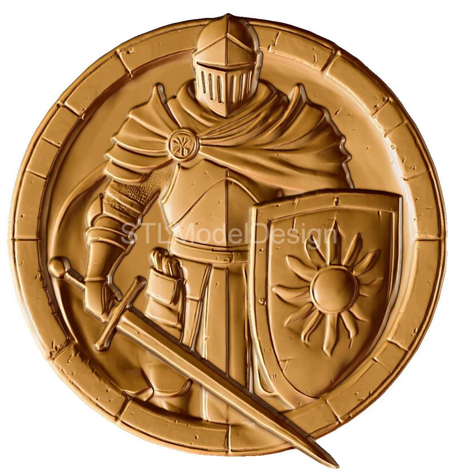 Valiant Knight Armor Relief 3D Model STL File for CNC Router, Laser ...