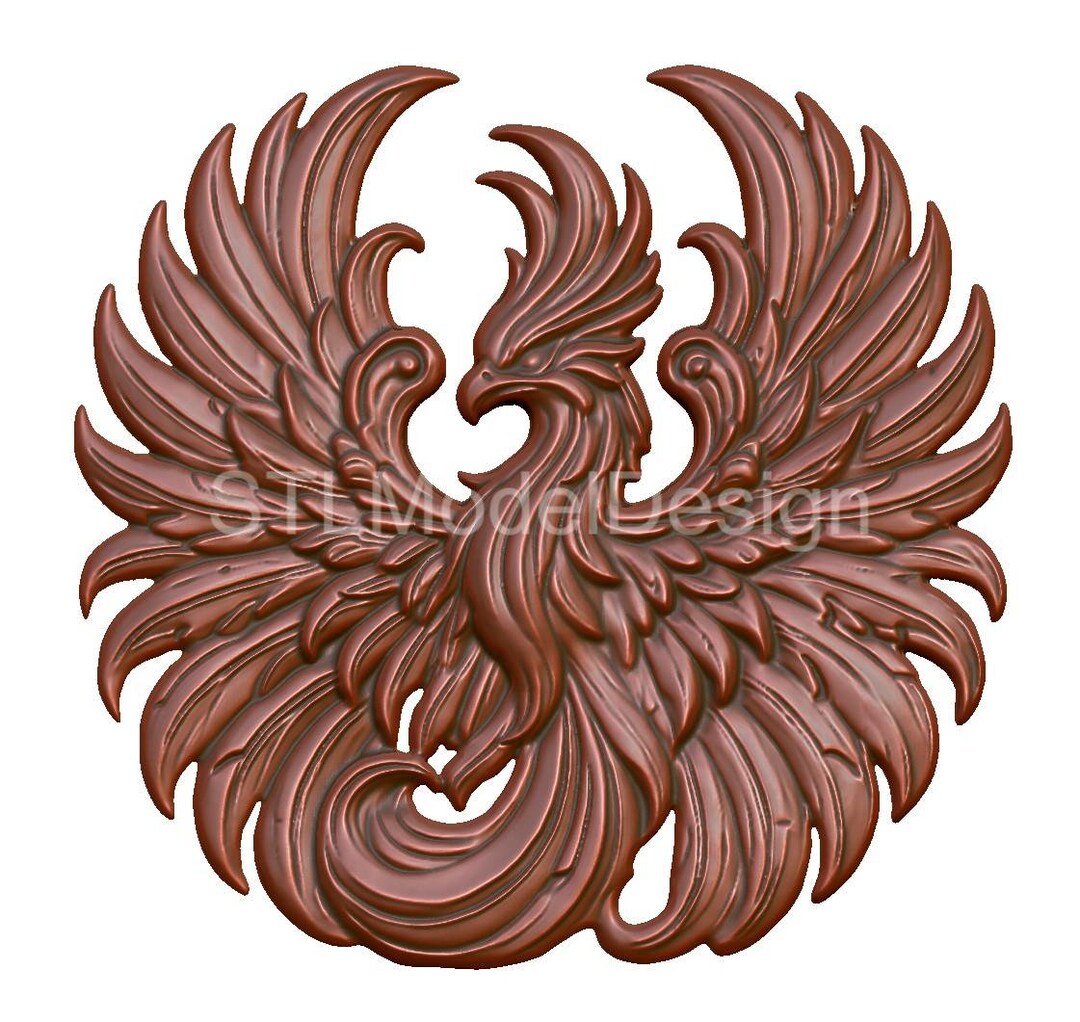 Phoenix Crest 3D Model STL File: CNC Router, Laser, 3D Printing ...
