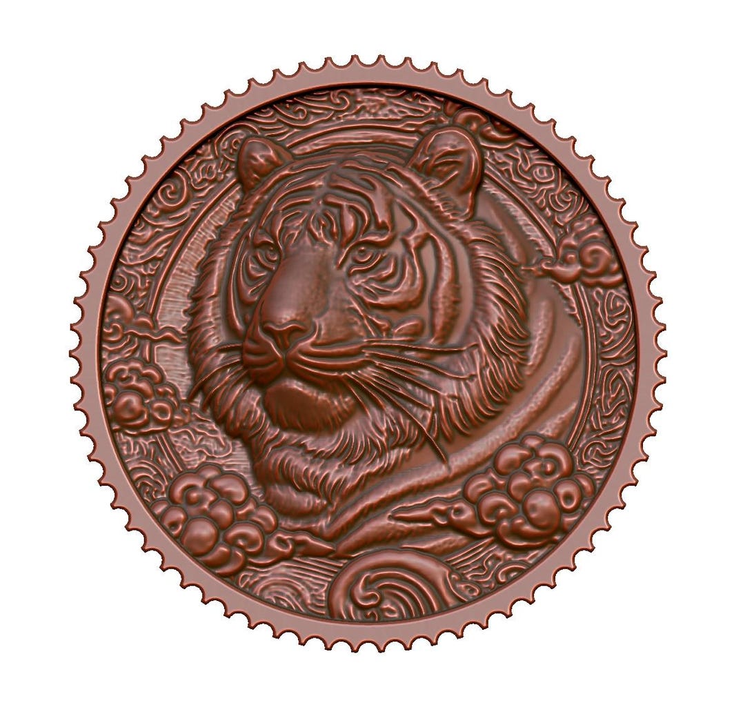Regal Tiger Decorative 3D Model STL File for CNC, Laser Engraving & 3D ...