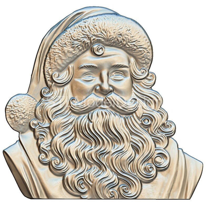 Jolly Santa 3D Model STL File for CNC Router, Laser Engraving & 3D ...